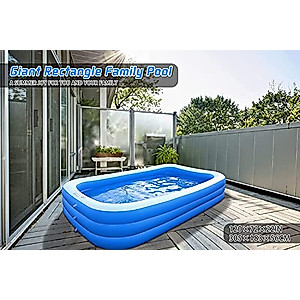 Inflatable Swimming Pools 120" X 72" X 22"Full Size Splashing Pool for Adults, Kids, Toddlers, Blow up Paddling Pool for Indoor,Outdoor, Garden, Courtyard, Summer Party