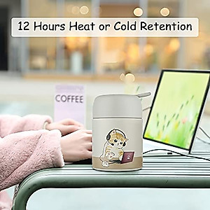 Funkrin 16oz Thermos for Hot Food, Stainless Steel Lunch Box for Kids Adults, Insulated Food Jar with Folding Spoon, Vacuum Leak Proof Soup Container for Hot & Cold Food