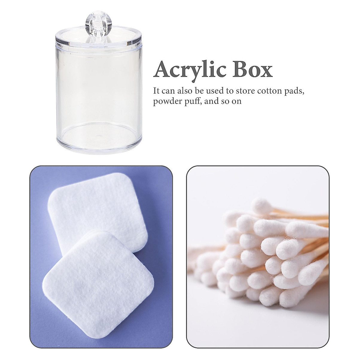 Cabilock 2 Pcs Acrylic storage box acrylic storage container Cotton Pad Holder plastic swab storage jar Makeup Cotton Round Holder Make Up Pads Holder holder Bracket box cosmetic