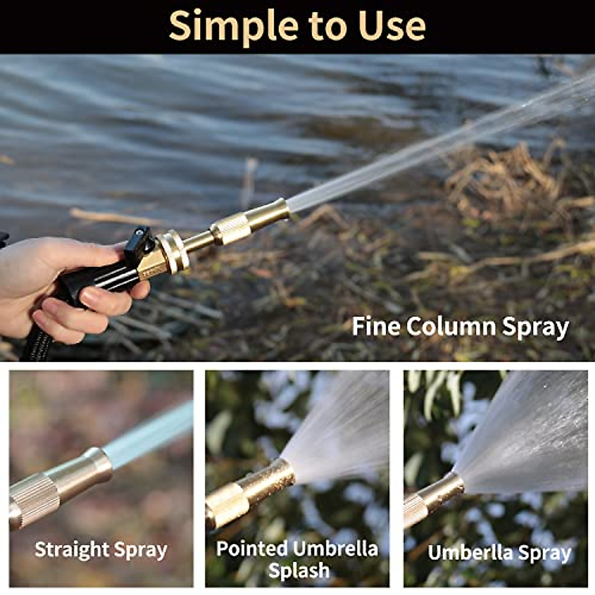 Besiter Garden Hose Nozzle High Pressure, 4" Brass Hose Sprayer Nozzle Heavy Duty with 10 Garden Hose Rubber Washers, Water Hose Nozzle for Washing Cars, Watering Garden, 2 Pack