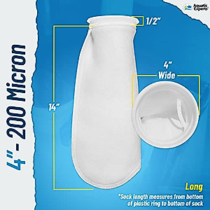 4 inch Ring Filter Socks 200 Micron, Filter Socks for Saltwater Aquarium, Sump Filter Sock, Felt Aquarium Socks, Reef Filter Sock - Custom Made in The USA (4" x 14", 2 Pack)