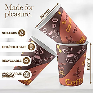 Disposable Coffee Cups with Lids 12 oz (100 Pack) - To Go Paper Coffee Cups for Hot & Cold Beverages, Coffee, Tea, Hot Chocolate, Water, Juice - Eco Friendly Cups
