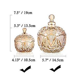 Candy Jar with Lids-Candy Containers Star Style Glass for Candy Buffet Decorative Jars Candy Buffet Dishes Cookie Jar for Home Party Wedding Display Pothecary Flour Amber, Small+Large, 10.6+30OZ