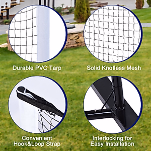 PATIKIL Pickleball Net Set 22FT Regulation Size Portable Net System with 6 Pickleball, 4 Paddles & Carrying Bag for Driveway Backyards Indoor Outdoor, Black