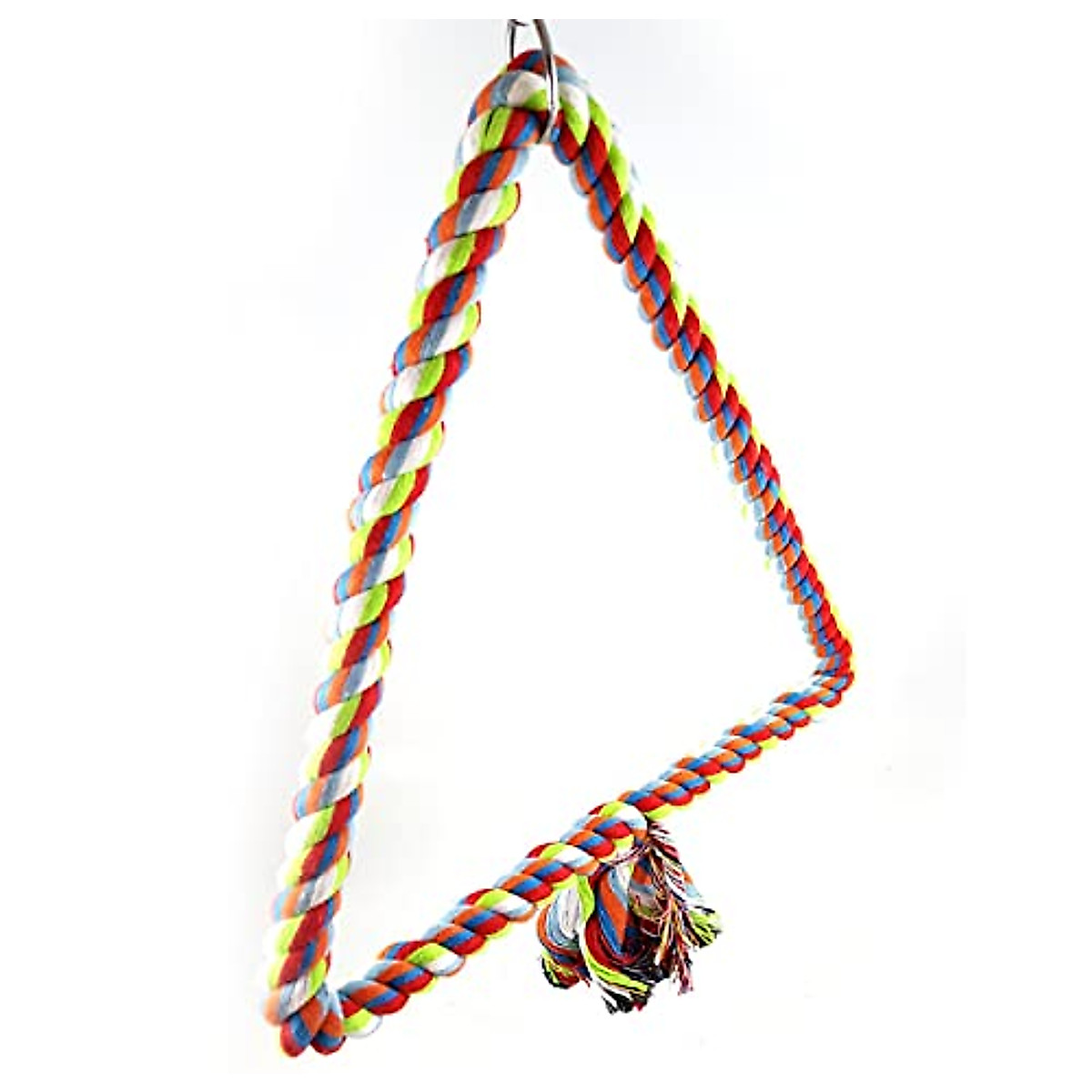 Spoiled Pet® Large Triangle Bird Rope Swing Perch - All Natural Materials - Safe to Climb and Chew - Bird Cage Toy Accessory - Great for African Grey Parrots, Cockatiels, Parakeets, Cockatoos