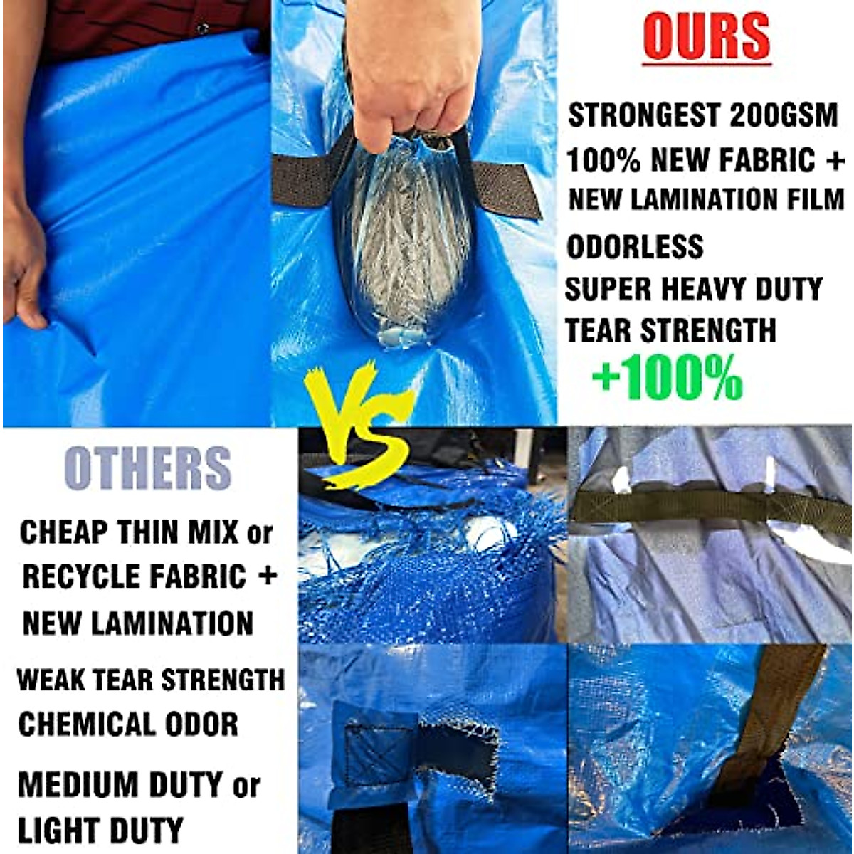 SGPAC Queen Mattress Bag for Moving 1 Pack, Moving Bags Heavy Duty Extra Large,Clothes Moving Storage Bags,Big Blue Storage Bags for Moving,Reusable Dorm Packing Bags,8 Pack