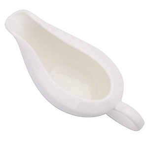 Yesland Gravy Sauce Boat with Saucer Stand -13.5 Oz Fine White Ceramic Gravy Boat for Dining, Holiday Meals & Parties
