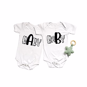 Twin A and Twin B baby boy and girl bodysuits matching twin sets (6-9 Month US)