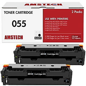 055 055H MF743Cdw Standard Capacity Black Toner Cartridge 2 Pack Compatible Replacement for Canon 055 CRG-055 for Canon Color ImageCLASS MF743Cdw MF741Cdw MF746Cdw MF740C MF745Cdw LBP664Cdw Printer