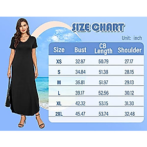 Arolina Women's Summer Maxi Dress Short Sleeve V Neck Casual Loose Long Beach Split Dresses with Pockets Acid Blue
