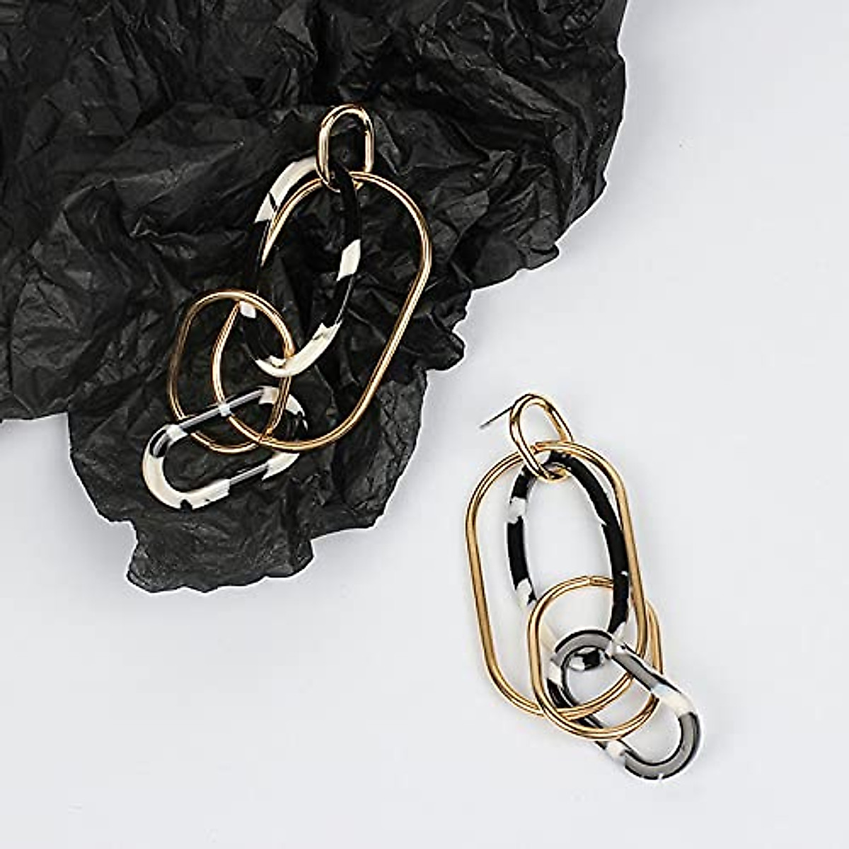 Acrylic Leopard Print Earrings Long Pendant Geometric Resin Oval Earrings Fashion Exaggerated Leopard Dangle Earrings for Women (Gold)