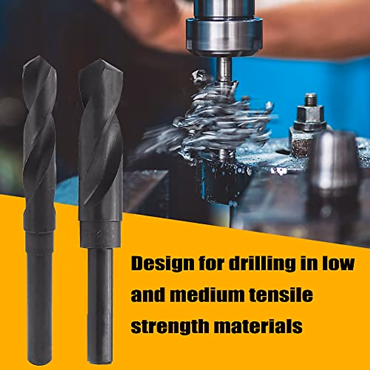 Auniwaig Reduced Shank Drill Bit, HSS Drill Bit 1.26", High Speed Steel with Straight Shank for Iron, Cooper, Aluminum Plate, Metal