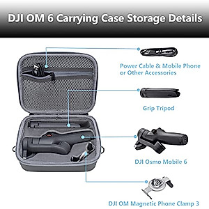 Flyekist Travel Case for DJI OM 6 - Portable Storage Bag Hardshell Carrying Case Fits DJI Osmo Mobile 6 Smartphone Gimbal Stabilizer and Accessories(Grey)