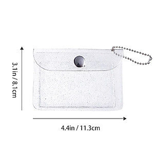 NUOBESTY 2pcs Clear Coin Purse Keychain Transparent PVC Change Purse Wallets Beauty Makeup Lipstick Cosmetic Accessories Organizer Cards Storage for Women Girls