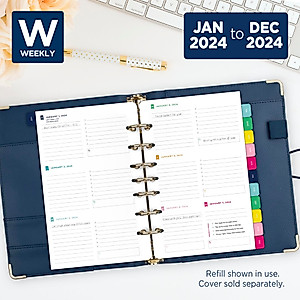 Simplified by Emily Ley for AT-A-GLANCE® Weekly Loose-Leaf Planner Refill Pages, 5-1/2" x 8-1/2", January to December 2024, EL100-4111