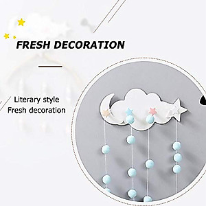 Decorative Plastic Coat Hooks, Creative Moon and Stars Self Adhesive Wall Coat Hangers Rack Robe Hat Clothes Scarves Bags Towels Hooks for Kid's Room Nursery