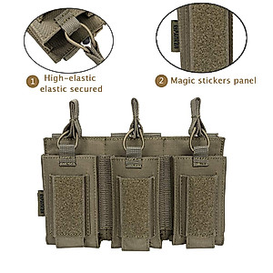 EXCELLENT ELITE SPANKER Open-Top Single/Double/Triple Molle Mag Pouch for M4 M14 M16 AK AR Elastic Rifle Magazines for Pistol Mag Pouch(Ranger Green)