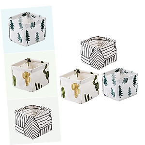 SOESFOUFU 3pcs Toy Storage Baskets Linen Storage Baskets Fabric Storage Cubes with Handles Makeup Storage Basket Cube Storage Bins Collapsible Basket Bins Cotton Linen Organizer Foldable