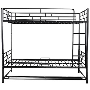 DNYN Full Over Full Bunk Bed with Under-Shelf & Ladder for Kids,Adult,Convertible Metal Bedframe,Perfect for Dorm,Bedroom,Guest Room,No Box Spring Needed, Black