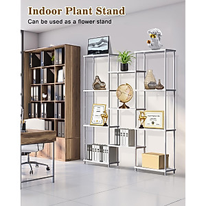 MOOACE 4 Tier Bookshelf, Industrial Style Bookcases with 11 Open Display Shelves, Open Large Storage Bookshelves Shelving with Anti-Falling Device for Bedroom,Living Room, Office Display Cabinet White