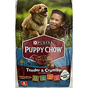 Purina Puppy Chow Tender & Crunchy with Real Beef & Rice *ONE Four* Pound Bag