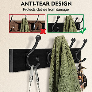 Coat Rack Wall Mount, Wooden Modern Coat Hooks,Entrance Coat Rack with 4 Wall Hooks,Wall Mounted Coat Rack for The Entrance,Living Room, Bedroom,Bathroom (Black)