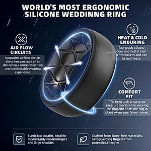 Egnaro Silicone Ring Men, Inner Arc Ergonomic Breathable Design Mens Rubber Wedding Band, 7 Rings / 4 Rings / 1 Ring Engagement Bands Promise Anniversary Rings, Suitable for Sports, Workout, Gym