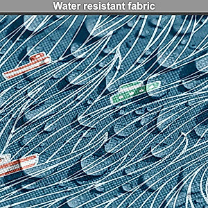 Ambesonne Maritime Fabric by The Yard Water Resistant Waves Ships Cartoon Sailor Sailboat Vacations Travel Pattern Indoor & Outdoor DIY Projects Sewing Nautical Decorations for Home 1 Yard Petrol Blue