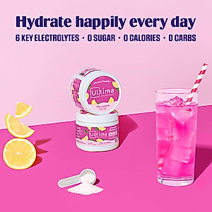 Ultima Replenisher Daily Electrolyte Drink Mix – Pink Lemonade, 30 Serving – Hydration Powder with 6 Key Electrolytes & Trace Minerals – Keto Friendly, Vegan, Non-GMO & Sugar-Free Electrolyte Powder