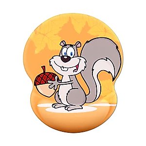 Mini Mouse Pad Wrist Support,Ergonomic Gaming Mouse Pad, Anime Mouse Mat Gel Filled with Non-Slip Base for Office,Home 9 * 7inch (Squirrel)