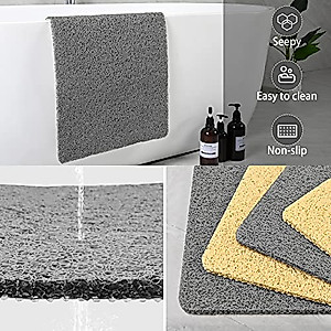 Enqinar Shower Mat Bathtub Mat, Non-Slip Bath Mat with Drain, Quick Drying PVC Loofah Bathmat for Tub,Shower,Bathroom (24x16 inch, Grey)