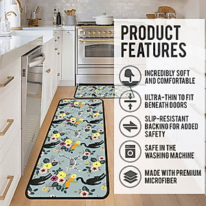 Ksoemar Cat Rugs and Mats Kitchen Floor Mats for in Front of Sink, Anti Fatigue Floor Mat for Kitchen, Padded Kitchen Mats for Standing and Kitchen Matt for Standing for Kitchen Decor 17"X30"+17"X47"
