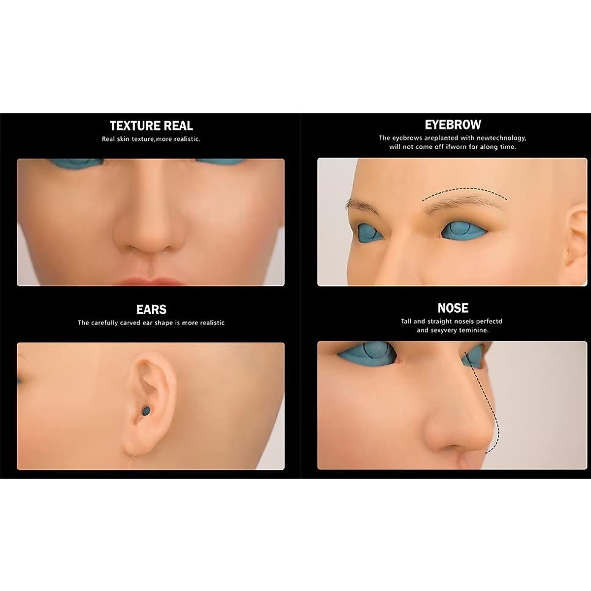 GOSHIMER Alice Silicone Female Mask Halloween Headwear Mask For Crossdressers Cosplay Crossdressing