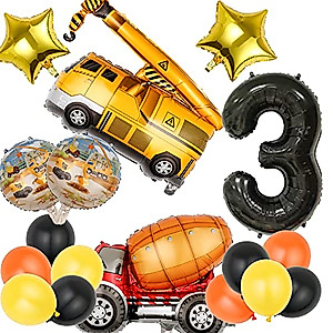 Construction 3rd Birthday Party Supplies for Boys, Cars and Trucks Balloons Construction Trucks Party Decorations for three Birthday Party Construction Tractor Themed Birthday Party Favor