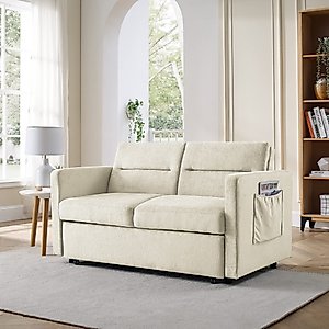 FANYE 2 Seater Sofa & Couch W/Adjustable Backrest and Pillows for Home Apartment Office Living Room, Beige