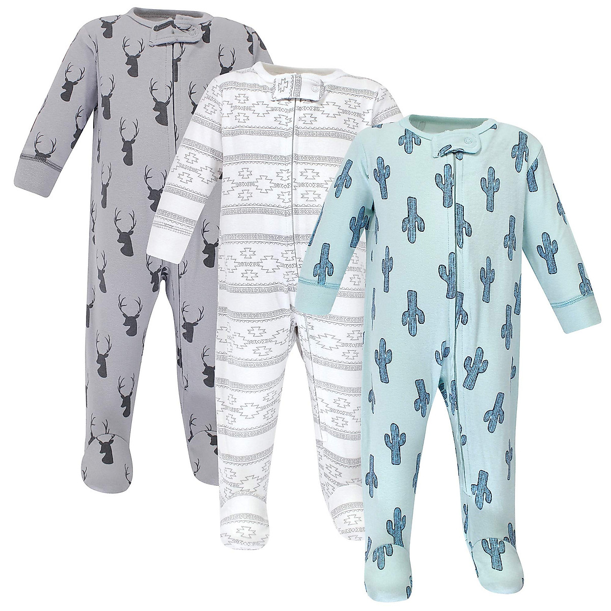 Yoga Sprout Zipper Sleep N Play, Cactus, 3 Pack, 0-3 Months