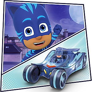 PJ Masks Glow & Go Cat-Car Preschool Toy Vehicle, Catboy Car Light Up Racer with Catboy Action Figure for Kids Ages 3 and Up