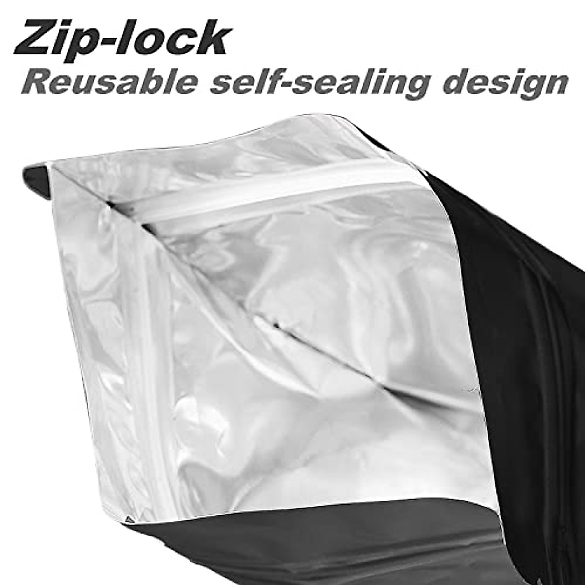 BAAGGNAA 110 Pack Stand up Matte Metallic Ziplock Bags with Clear Front Window Heat-Sealable Resealable Solid Color Pouches for Food Storage Containers Organizer(Black,6.3 * 9.4 inch,Pack of 110)