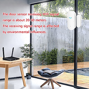 WiFi Door and Windows Sensor Magnets Smart Phone APP Control Compatible with Alexa Google Assistant Wireless Security Alarm Door Open push message for Home Bussiness Burglar Alert (Not suport 5G WIFI)