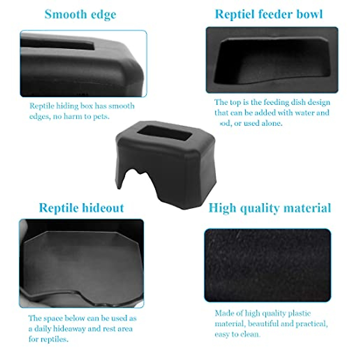 Reptile Hideout Box with Sink Humidification Hide Cave Lizard Hideaway with Water Increase Humidity Amphibian Habitat Decor for Lizard Snake Chamelon Frog Turtle Iguana Gecko