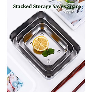 GRFELI Stainless Steel Food Container with Lid, 3-Piece Food Storage Container, Meal Prep Container, Ice Cream Container, Refrigerator Freezer Safe, Dishwasher/Oven Safe (Lid Not Included)