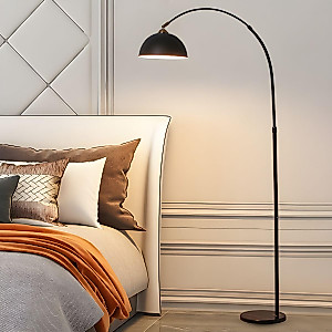 RUNNUP Modern Tall Lamp 1-Light Black Floor Lamp Metal Reading Lamp Floor Standing for Study Room Living Room Bedroom