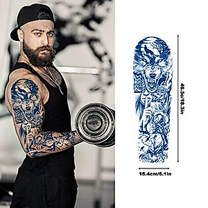 Aresvns Semi Permanent Sleeve Tattoo for Men and women, Realistic Temporary Tattoos Japanese Full Arm Waterproof & Long-Lasting 2-3 Weeks (pattern01) Christmas Gift