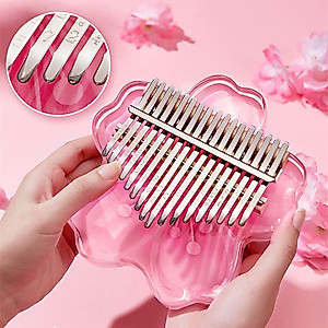 Sakura Finger Thumb Piano Portable 17/21 Keys Pink Mini Kalimba Finger Musical Instrument Gifts for Beginners (Pink 21 Keys)