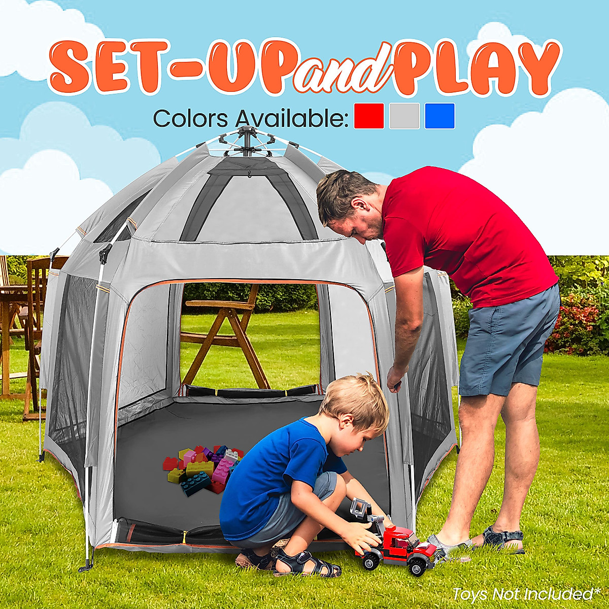Serenelife ON-The GO Baby and Toddler Pack and Play - playpen - Play Yard Compact, Portable, Lightweight, Foldable- Indoor and Outdoor, w/Canopy, 5 Panel Mattress, Travel Bag (Blue): Baby