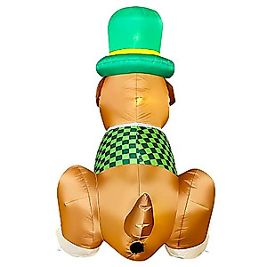 SEASONBLOW 5 Ft LED Light Up Inflatable St. Patrick's Day Bulldog Shar Pei Dog Decoration for Home Yard Lawn Garden Indoor Outdoor