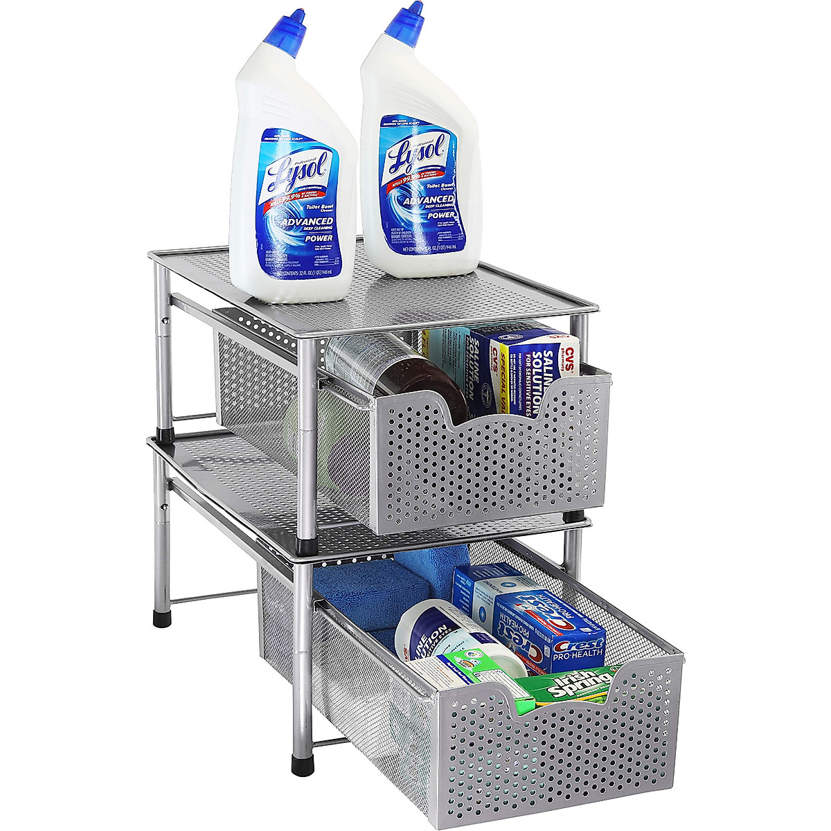 Simple Houseware Stackable Cabinet Basket Drawer Organizer, Silver