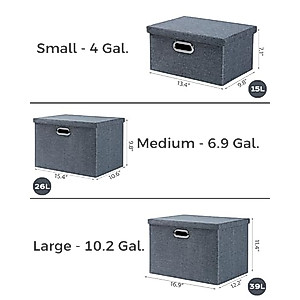 FABINADO Storage Bins with Lid, Fabric Closet Organizer, Foldable Storage Container, 2 Pack, Anthracite Gray,16.9''x12.2''x11.4''