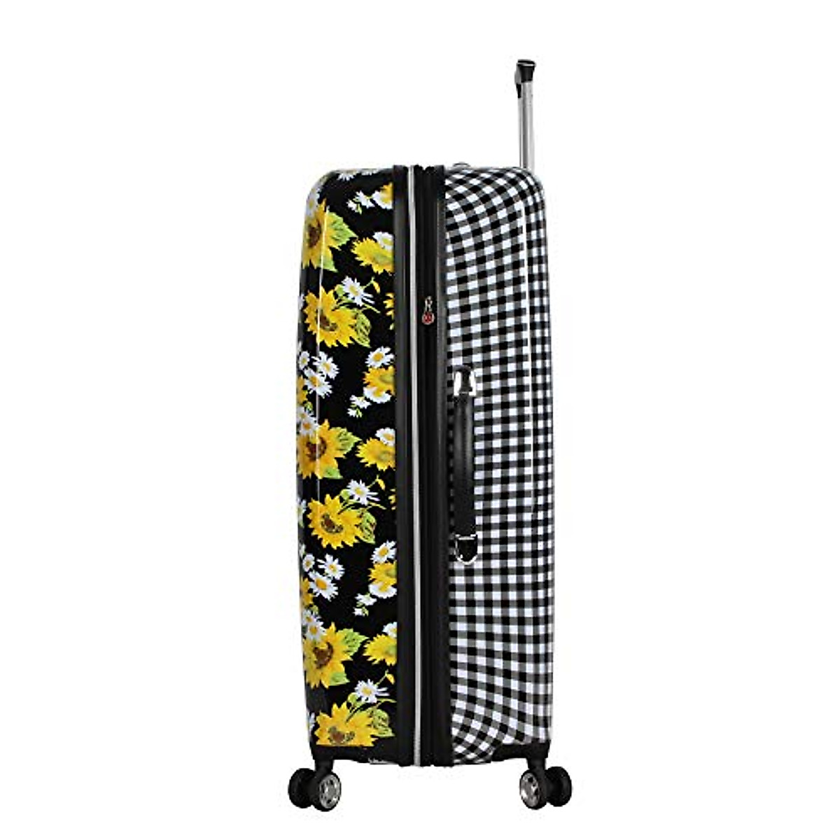 Betsey Johnson 30 Inch Checked Luggage Collection - Expandable Scratch Resistant (ABS + PC) Hardside Suitcase - Designer Lightweight Bag with 8-Rolling Spinner Wheels (Sunflower)