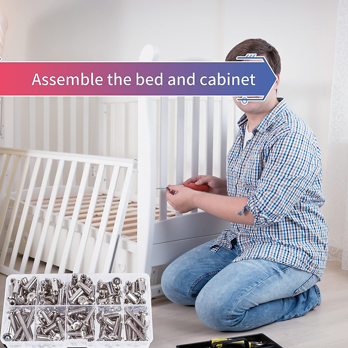 M6 x 16mm/20mm/25mm/30mm/40mm 140Pcs Hex Socket Screws Head Nuts with 1Pc Allen Wrench